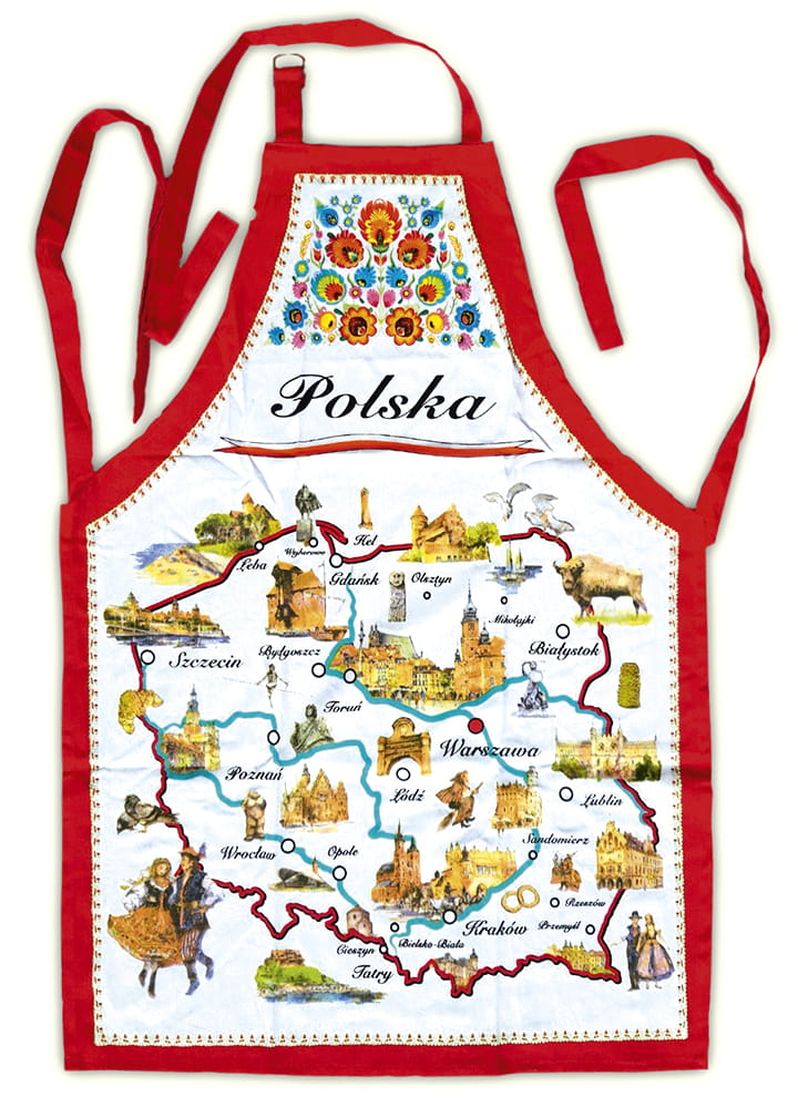 Polish Folk Art Kitchen Apron with Map of Poland | Taste of Poland